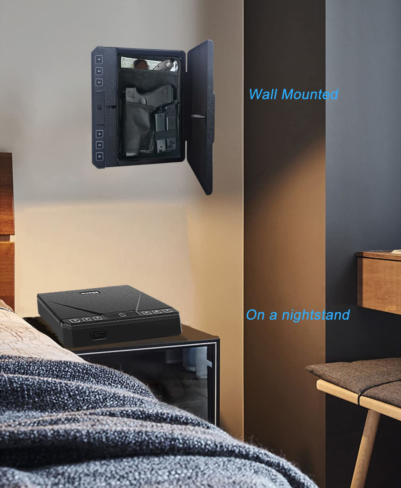 GetUSCart- Biometric Gun Safe for Pistols, Wall Mounted Fingerprint ...