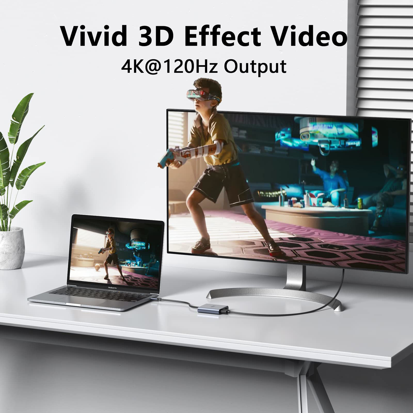 GetUSCart- USB-C to Dual 4K DisplayPort Splitter Adapter, USB Type C to ...