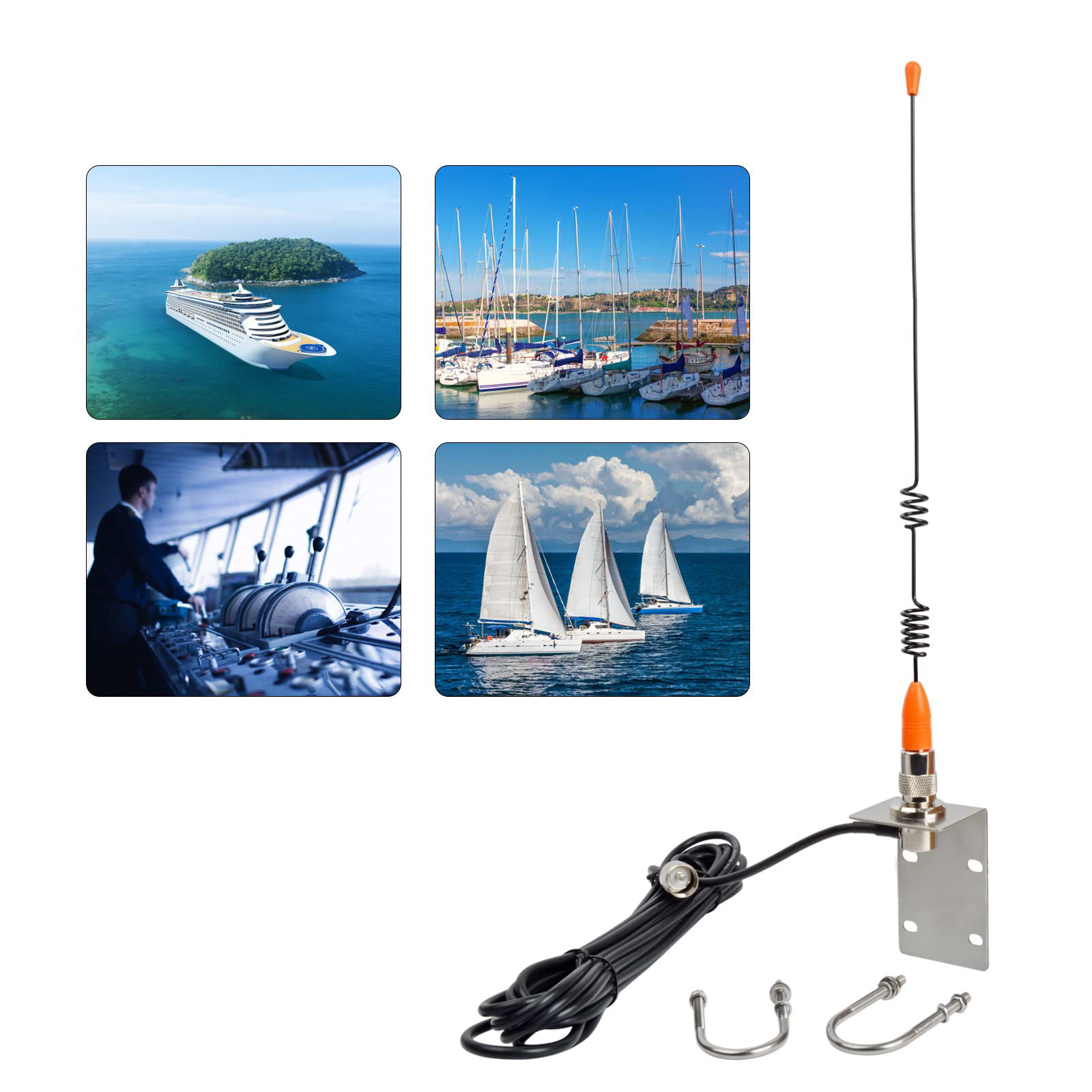 GetUSCart- UAYESOK 13.4 Inch Marine VHF Antenna, 159V02 Low Profile ...