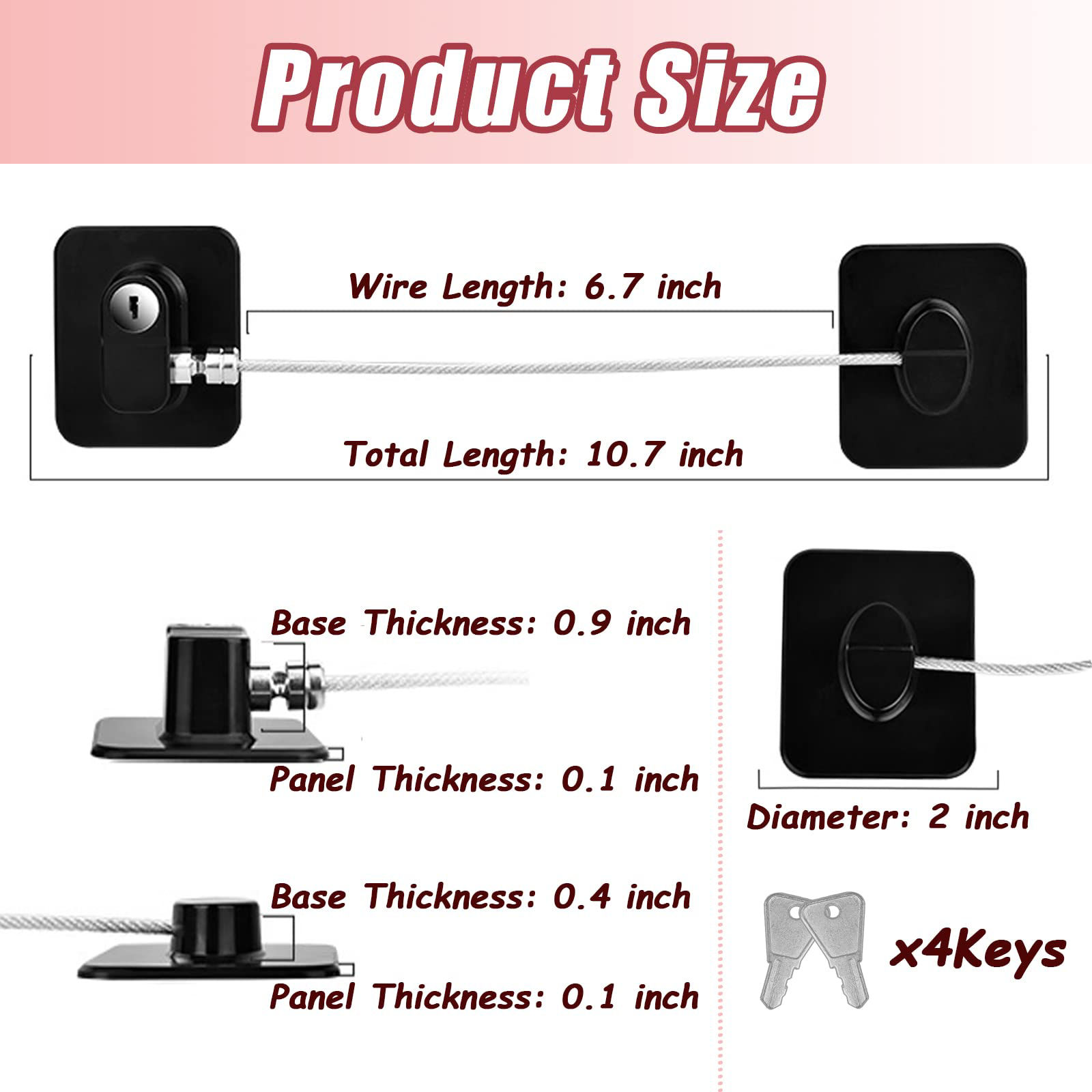 GetUSCart- 2 Pcs Refrigerator Lock, Fridge Locks for Kids, Cabinet ...