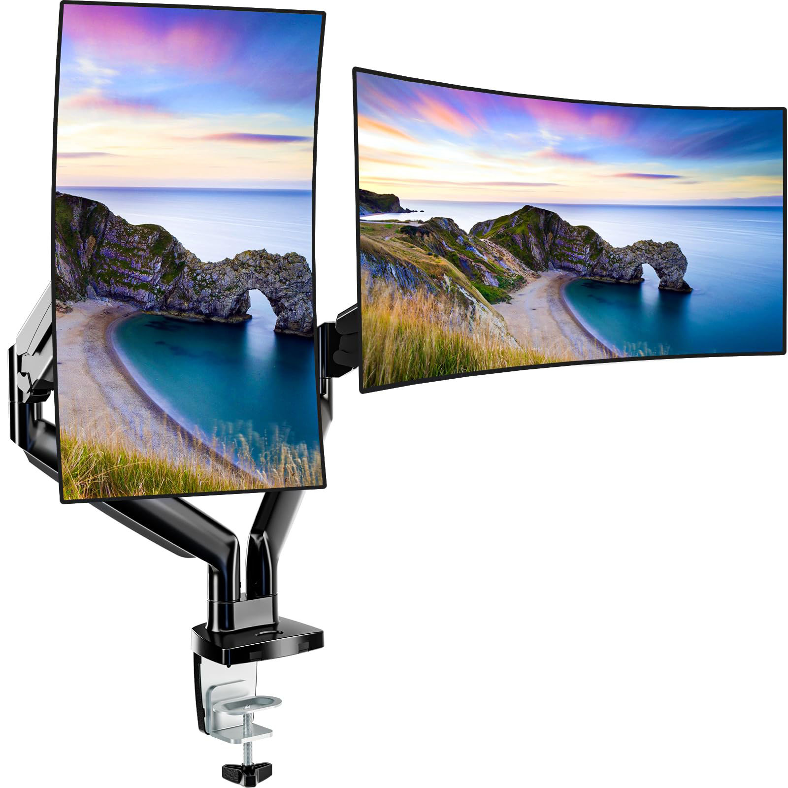GetUSCart- WALI Dual Monitor Mount, Gas Spring Monitor Stand for 2 ...