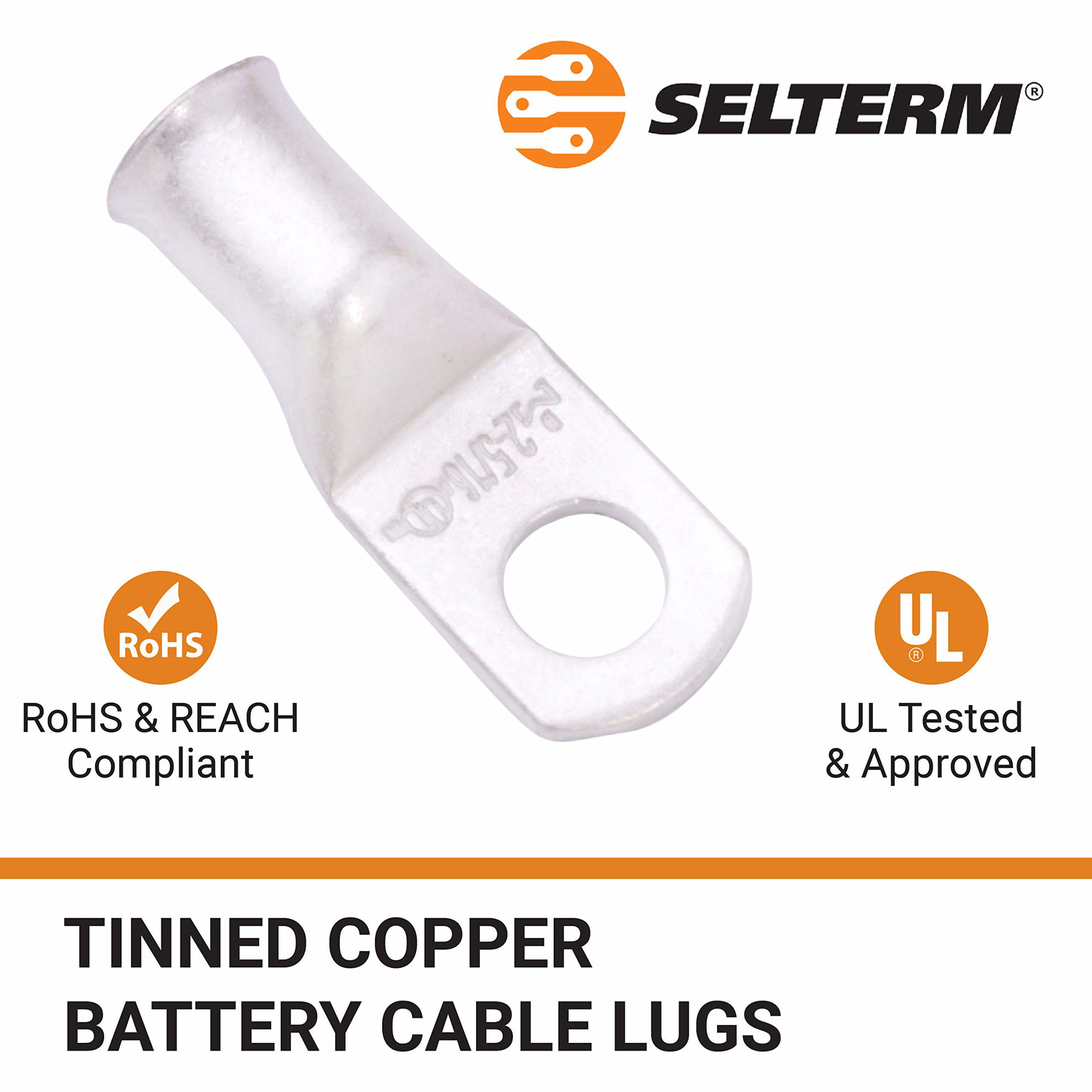 GetUSCart- SELTERM 10pcs 2 AWG-5/16 Stud Tinned Copper Wire Lugs, Heavy Duty Battery Cable Ends ...