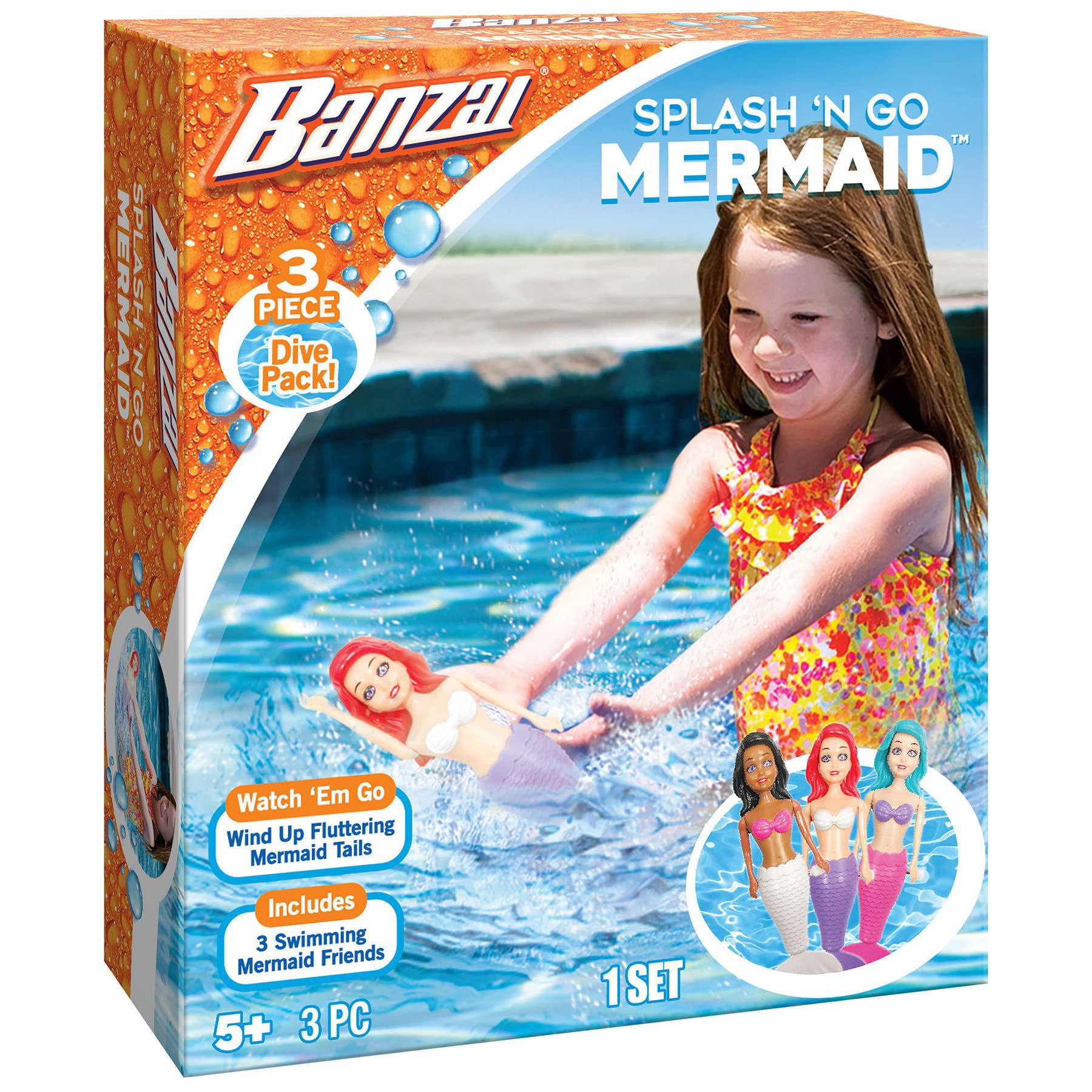 GetUSCart- BANZAI 3 Piece Splash 'N Go Mermaid Water/Pool Toy Dive Set