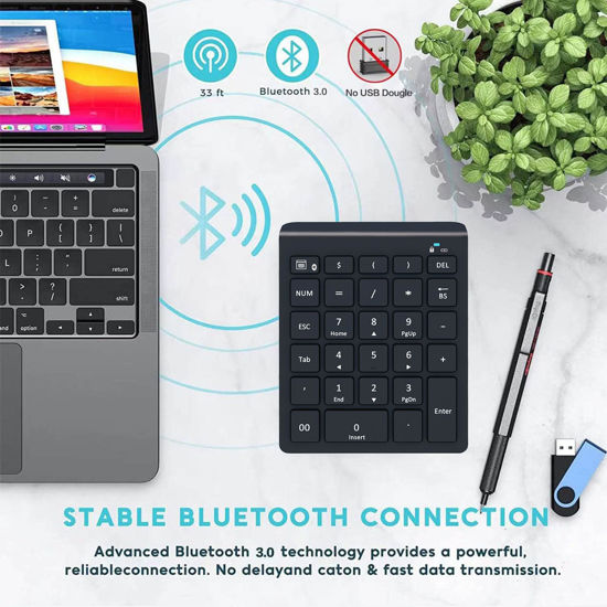 GetUSCart- Bluetooth Number Pad for Laptop, Wireless Numeric keypad, 28 ...