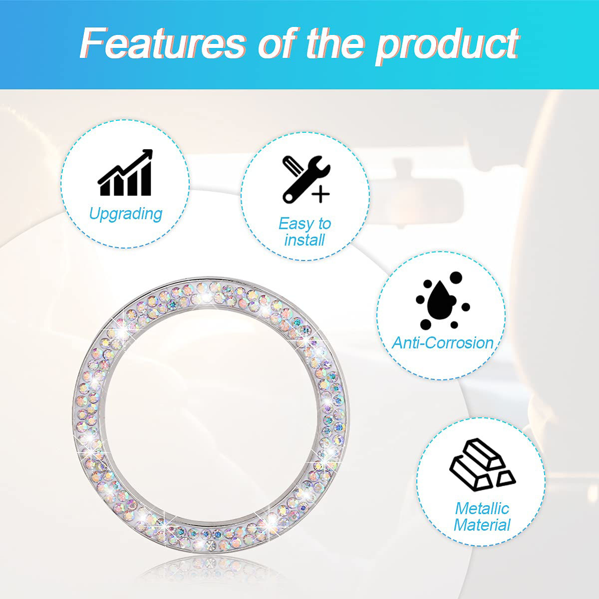 GetUSCart- Car Bling Crystal Rhinestone Engine Start Ring Decals, 2 ...