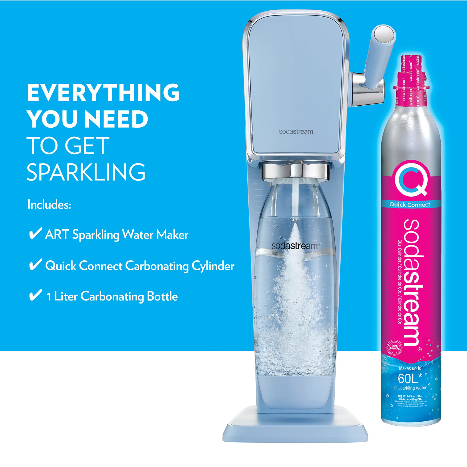 GetUSCart- SodaStream Art Sparkling Water Maker (Blue) with CO2 and Two ...