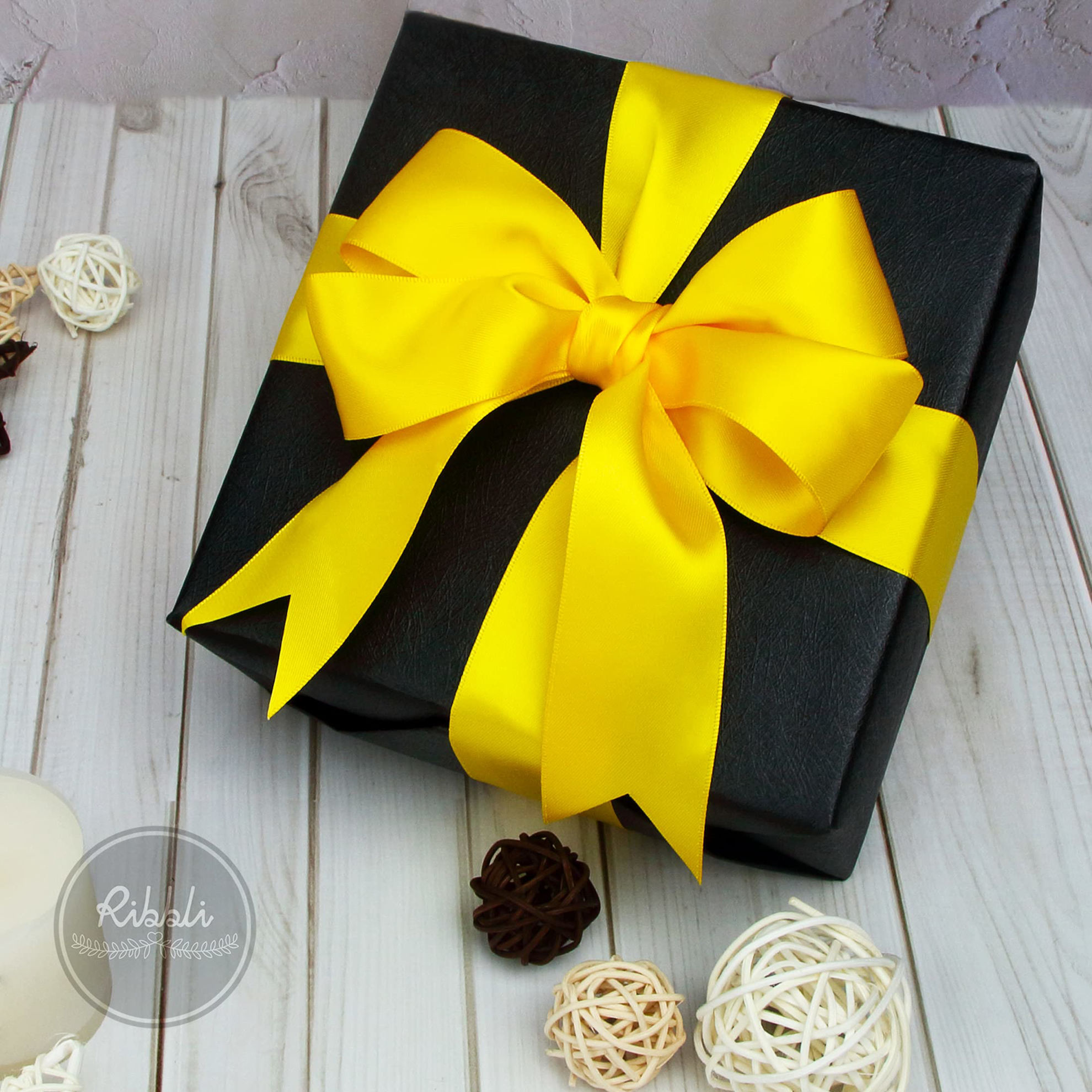 GetUSCart- Ribbli Maize Yellow Double Faced Satin Ribbon,1-1/2” x ...