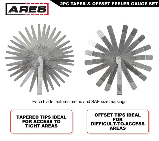 GetUSCart- ARES 11042-2-Piece Tapered Feeler Gauge and Offset Feeler ...