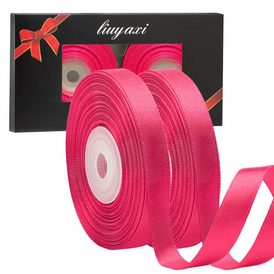 GetUSCart- Solid Color Double Faced Hot Pink Satin Ribbon 1/2" X 50 ...