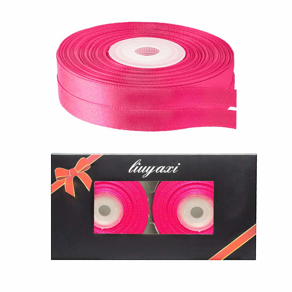 GetUSCart- Solid Color Double Faced Hot Pink Satin Ribbon 1/2" X 50 ...