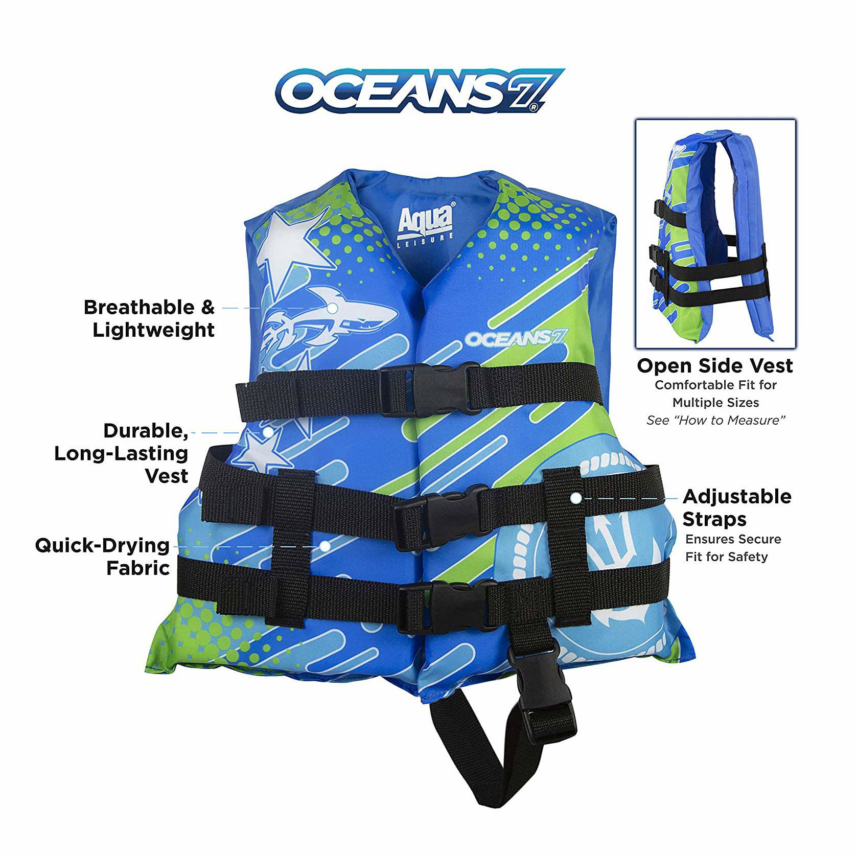 GetUSCart- Oceans7 US Coast Guard-Approved, Type III - Kids Life Jacket - Personal Flotation ...