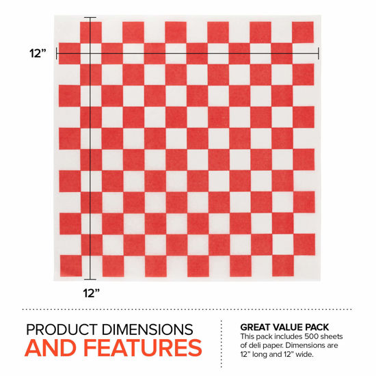 GetUSCart- Deli Paper Sheets (500 Count) 12-Inch Red Checkered Square ...