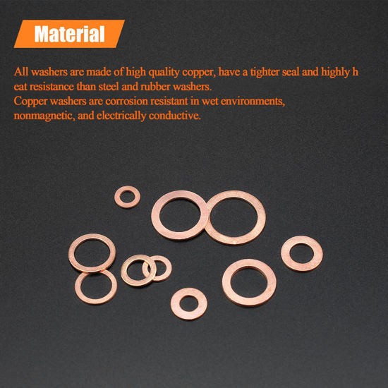 GetUSCart- 220 Pieces Copper Washers, HELIFOUNER 10 Sizes Copper Metric ...