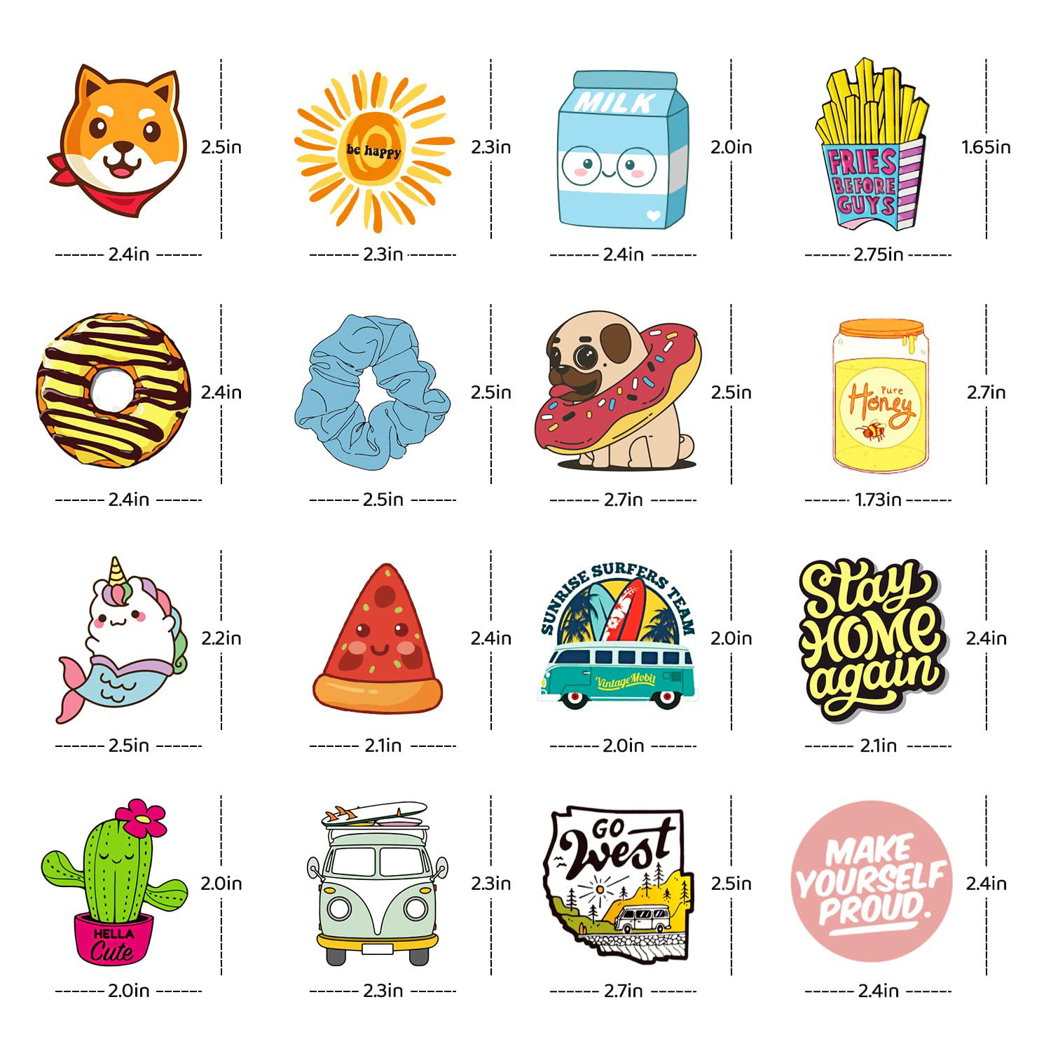 GetUSCart- Olansit 200 PCS Water Bottle Stickers for Kids Teens, Cute ...