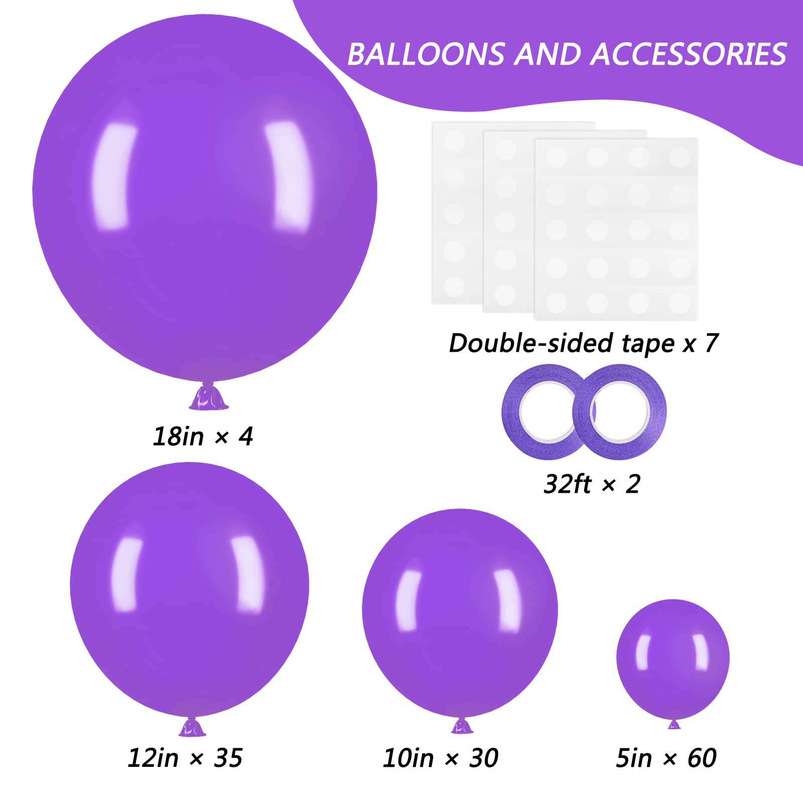 GetUSCart- RUBFAC 129pcs Purple Balloons Different Sizes 18 12 10 5 ...