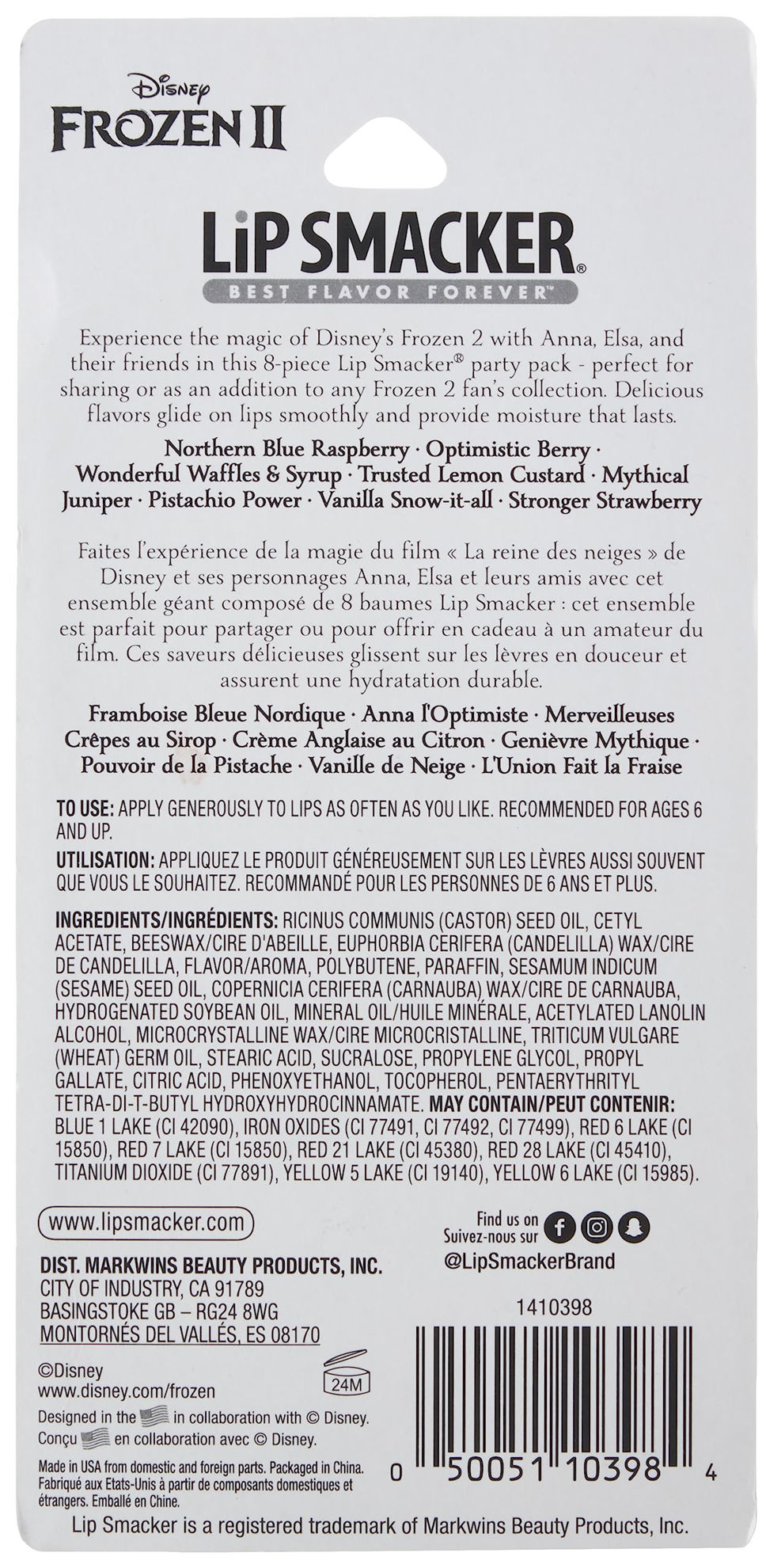 GetUSCart- Lip Smacker Disney Frozen 2 Flavored Lip Balm Party Pack 8 ...