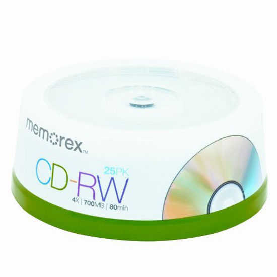 GetUSCart- Memorex 4X 700 MB/80-Minute CD-RW Discs (25-Pack Spindle)
