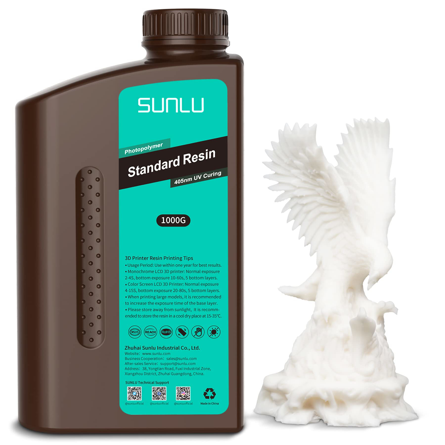 GetUSCart- SUNLU 3D Printer Resin 1kg, Fast Curing Standard 3D Resin ...
