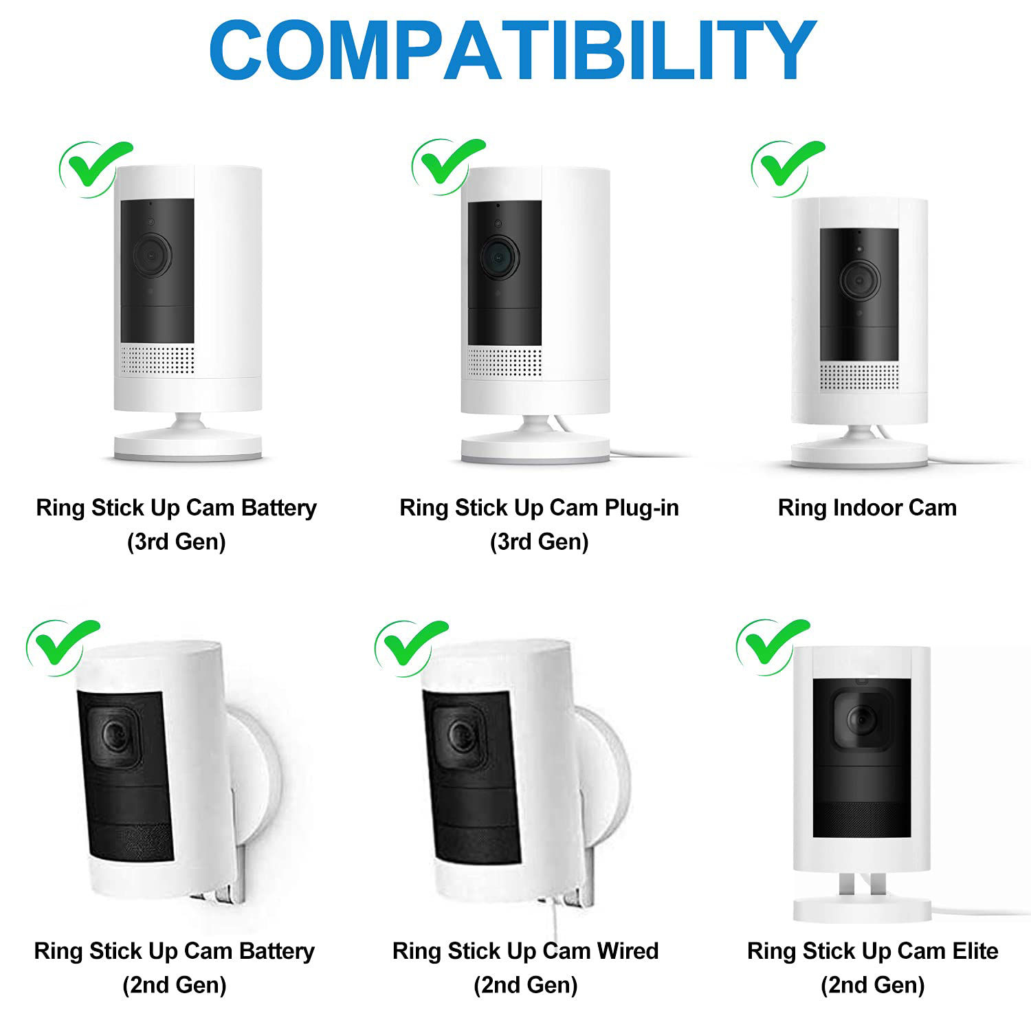 GetUSCart- 2Pack Adhesive Wall Mount for Ring Stick Up Cam & Ring ...