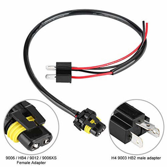 GetUSCart- Duokon Adapter Converter Cable, 2pcs H4 Sockets to 9006 Bulbs Wire Harness Headlight ...
