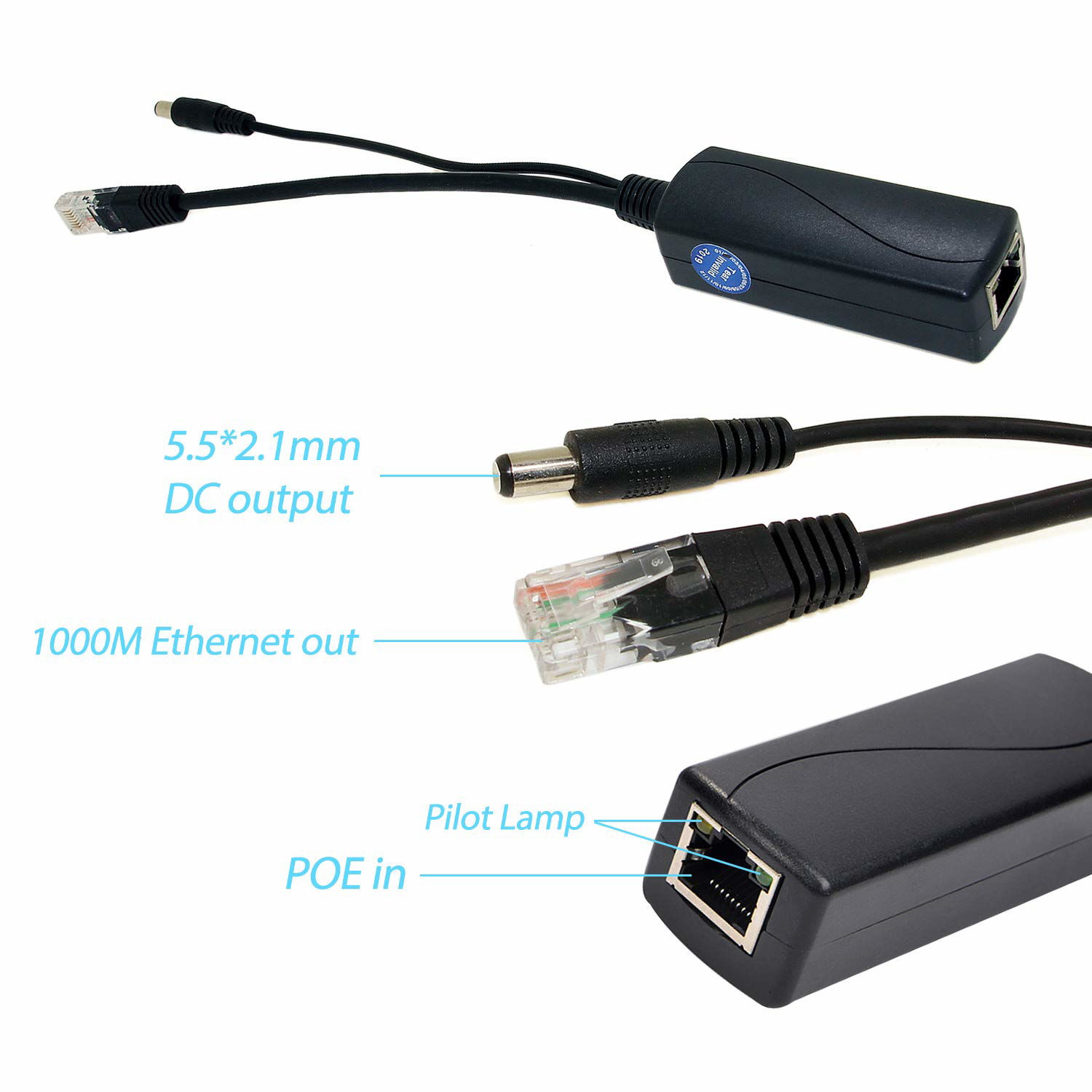 GetUSCart- Gigabit PoE Splitter 12V 1A Output, IEEE 802.3af Standard ...