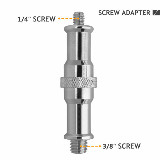 GetUSCart- 2 Pcs Light Stand Adapter, Spigot Stud 1/4" to 3/8" Metal Male Convertor Threaded ...