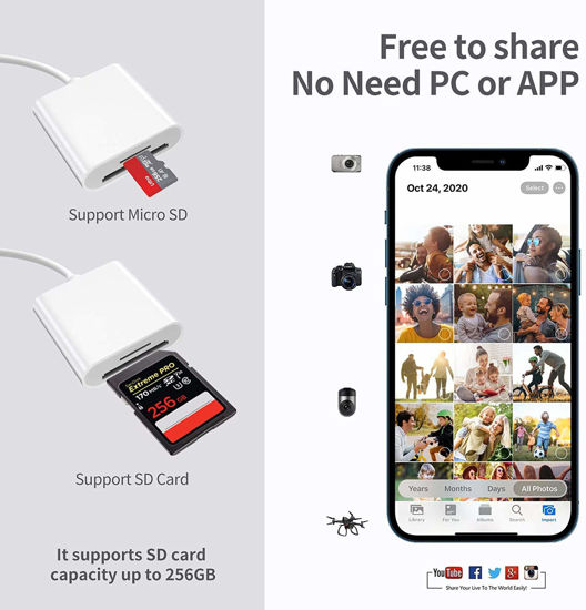 GetUSCart- 2 in 1 Lightning to SD Card Reader for iPhone, [Apple MFi ... GetUSCart- 2 in 1 Lightning to SD Card Reader for iPhone, [Apple MFi ...