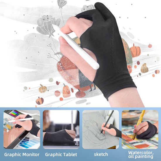 GetUSCart- Artist Drawing Glove 3-Layer Palm Rejection [2 Pack Black ...