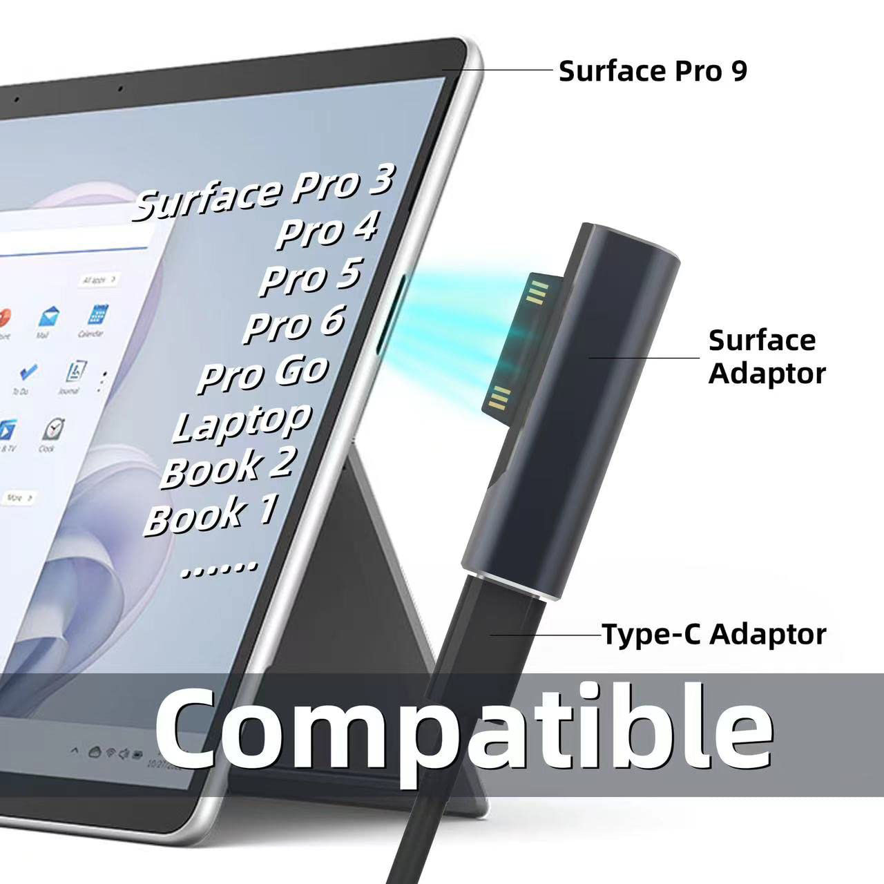 GetUSCart- Surface Connector to USB-C Charging Adapter, DC15V 102W Type ...