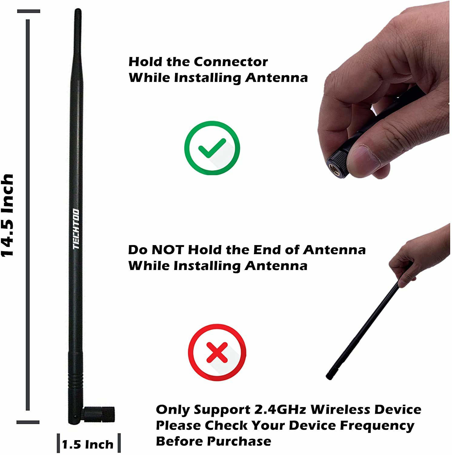 GetUSCart- TECHTOO 9dBi Omni WiFi Antenna with RP-SMA Connector for ...