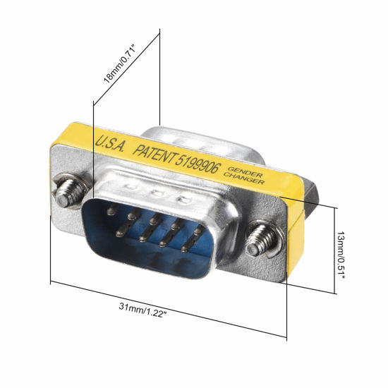 GetUSCart- uxcell DB9 VGA Gender Changer 9 Pin Male to Male 2-Row Mini Gender Changer Coupler ...