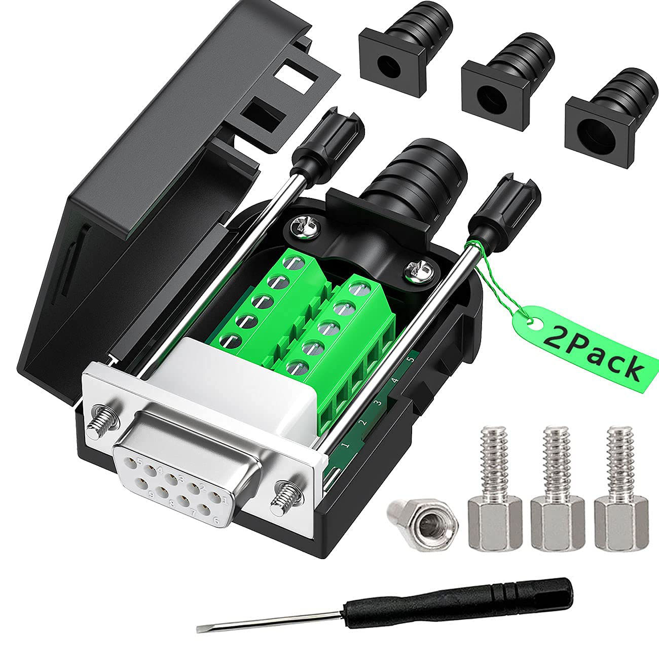 GetUSCart- JUXINICE 2PCS DB9 Female adapters, Easy to useDIY RS232/485 ...