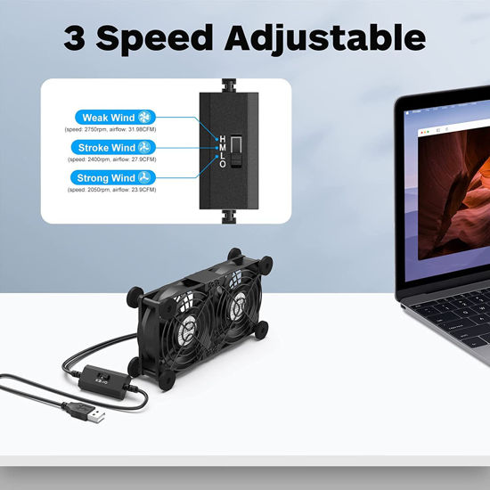 GetUSCart- ELUTENG Dual Cooling Fan High Speed 80mm USB Fan(2050/2400 ...