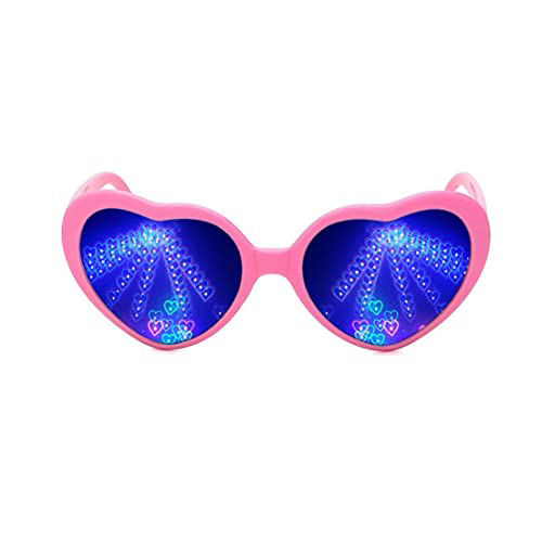 GetUSCart- Heart Effect Diffraction Glasses,Heart Shaped Light Special Refraction Glasses,Make ...