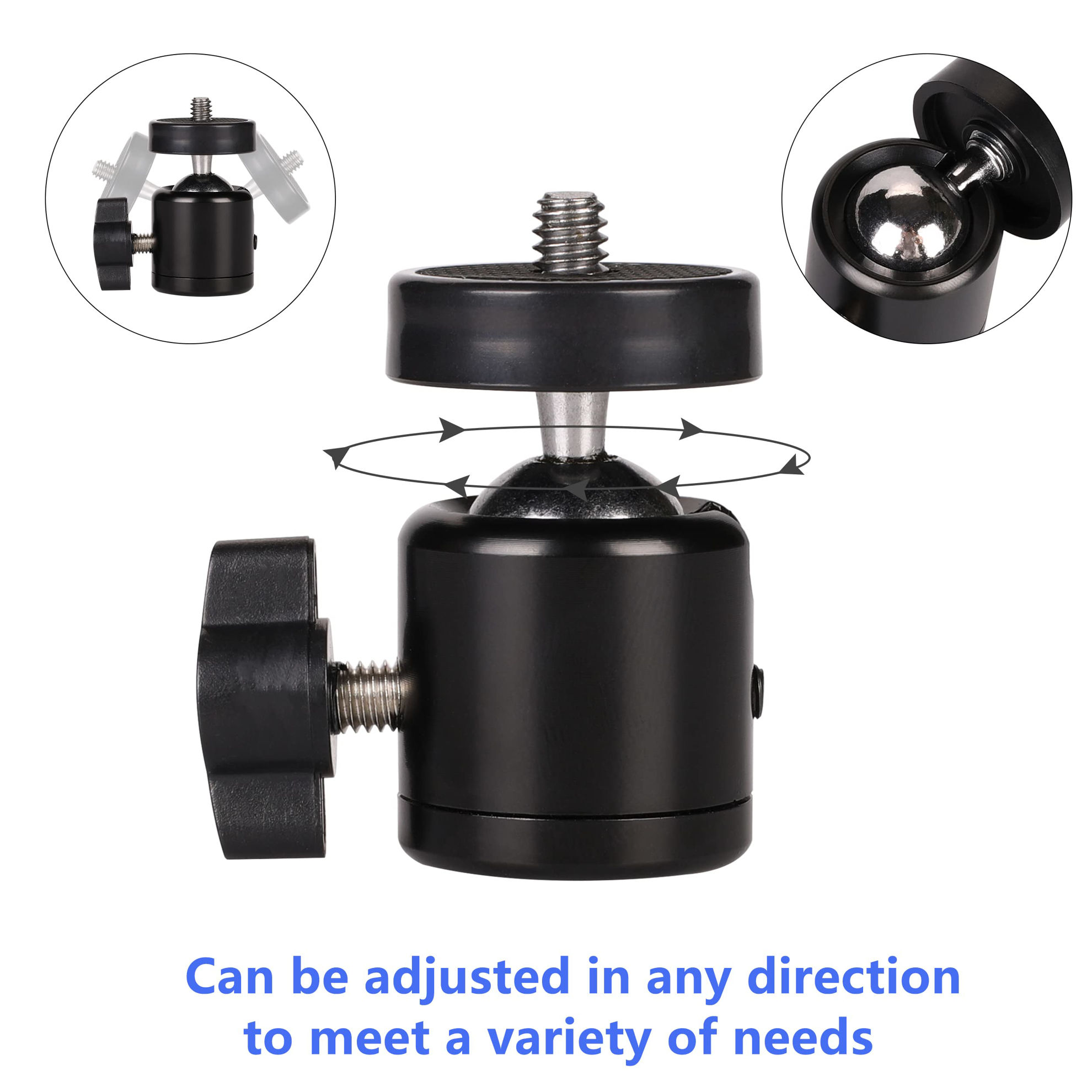 GetUSCart- QYXINC Hot Shoe Mount Adapter 360 Degree Swivel Mini Ball ...