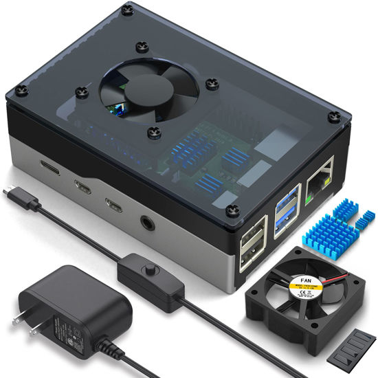 GetUSCart- Miuzei Case for Raspberry Pi 4, Raspberry Pi 4b Case with Fan 35mm, with 5V 3A Power ...