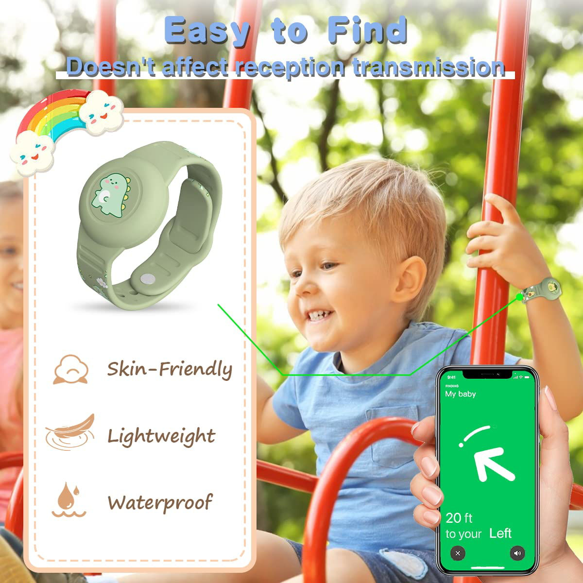 GetUSCart- [2Pack] Kids AirTag Bracelet & AirTag Necklace, Cartoon Kid ...