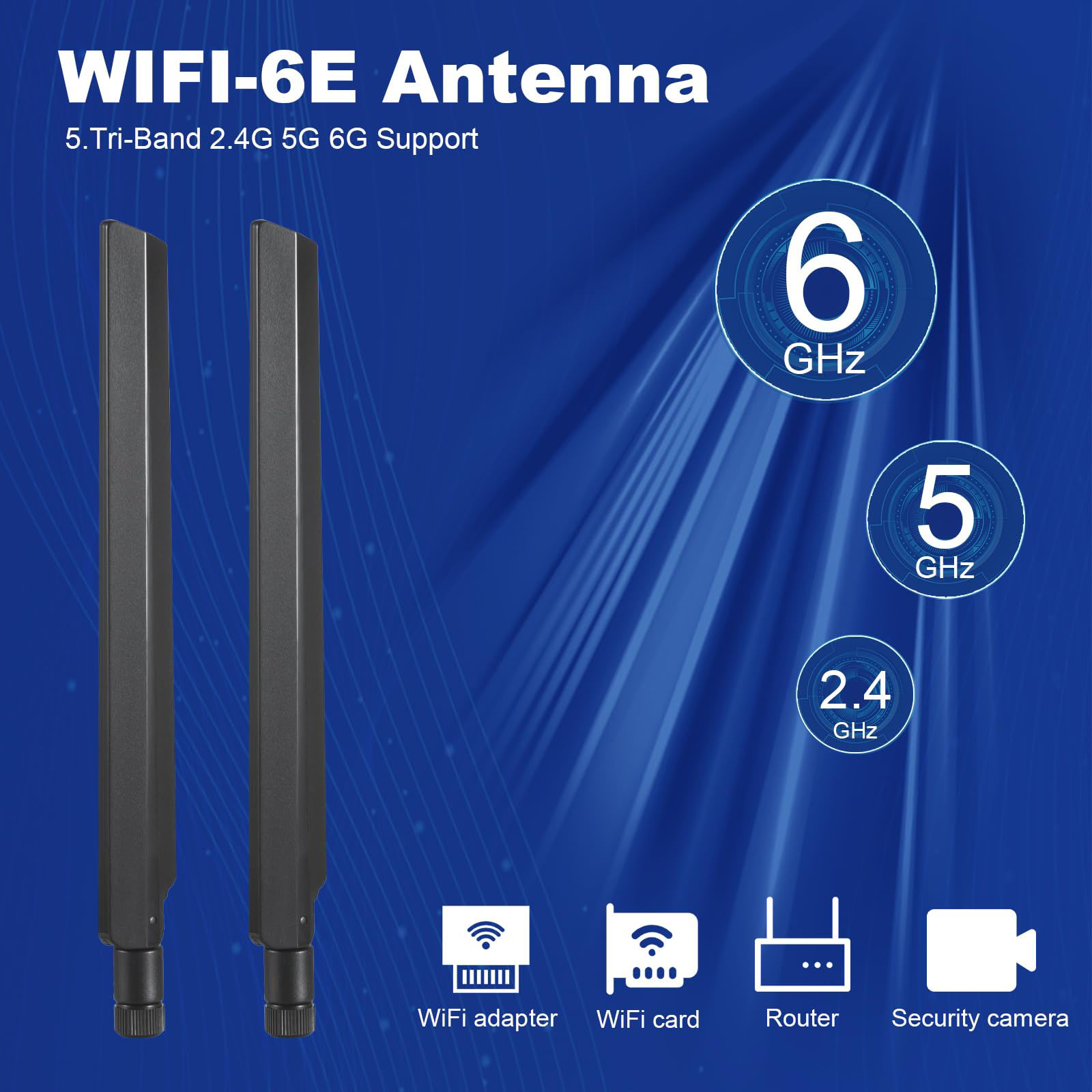 GetUSCart- Eifagur WiFi 6E Tri-Band 2.4GHz + 5 GHz + 6GHz 9dBi Omnidirectional WiFi Antenna for ...
