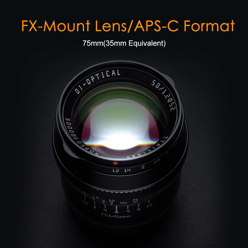 GetUSCart- TTartisan 50mm F1.2 APS-C Large Aperture Manual Focus Fixed Lens Compatible with Fuji ...