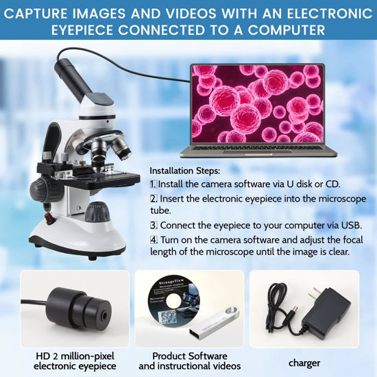 GetUSCart- Crspexil 40X-2000X Microscopes for Kids Students Adults, with Microscope Prepared ...