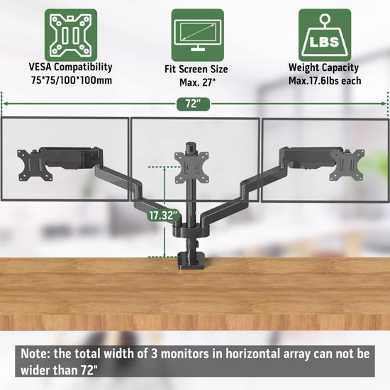 GetUSCart- UPGRAVITY Triple Monitor Mount, 3 Monitor Stand Desk Mount ...