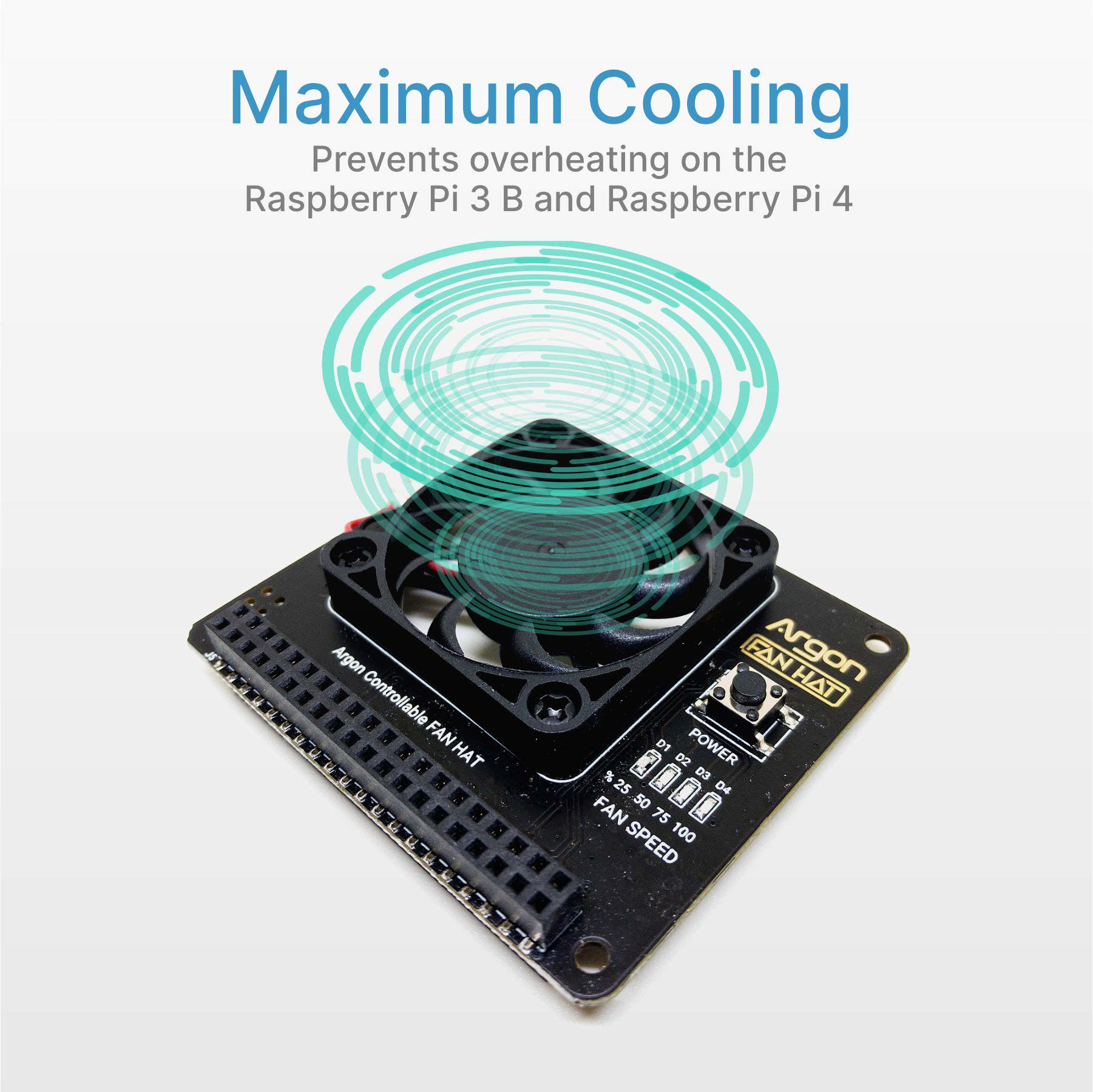 Getuscart Argon Fan Hat For Raspberry Pi 4 40mm Fan With Power Button Pwm And Software