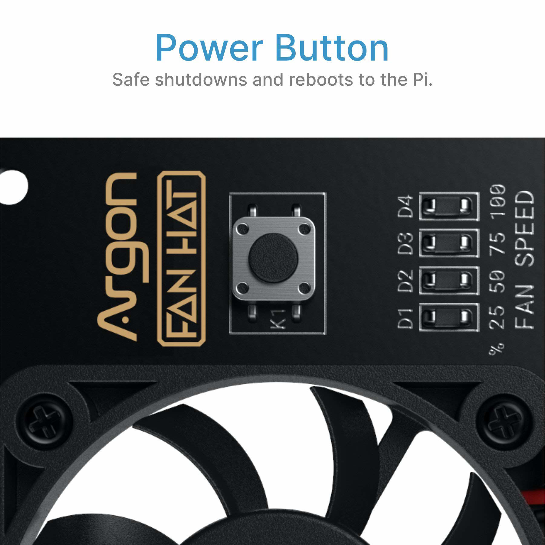 GetUSCart- Argon Fan HAT for Raspberry Pi 4 | 40mm Fan with Power Button | PWM and Software ...