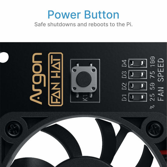 GetUSCart- Argon Fan HAT for Raspberry Pi 4 | 40mm Fan with Power Button | PWM and Software ...