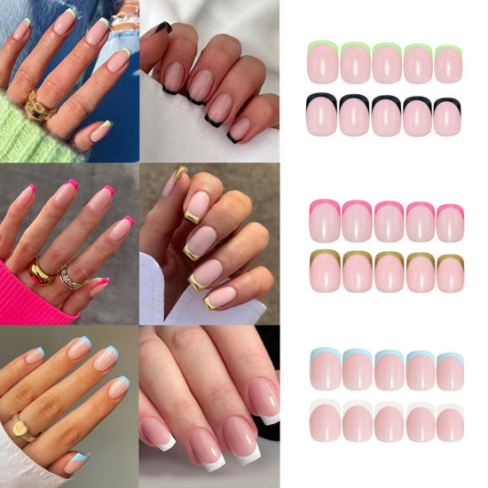 GetUSCart- 6 Packs (144 Pcs) French Tip Press on Nails, Misssix Short ...