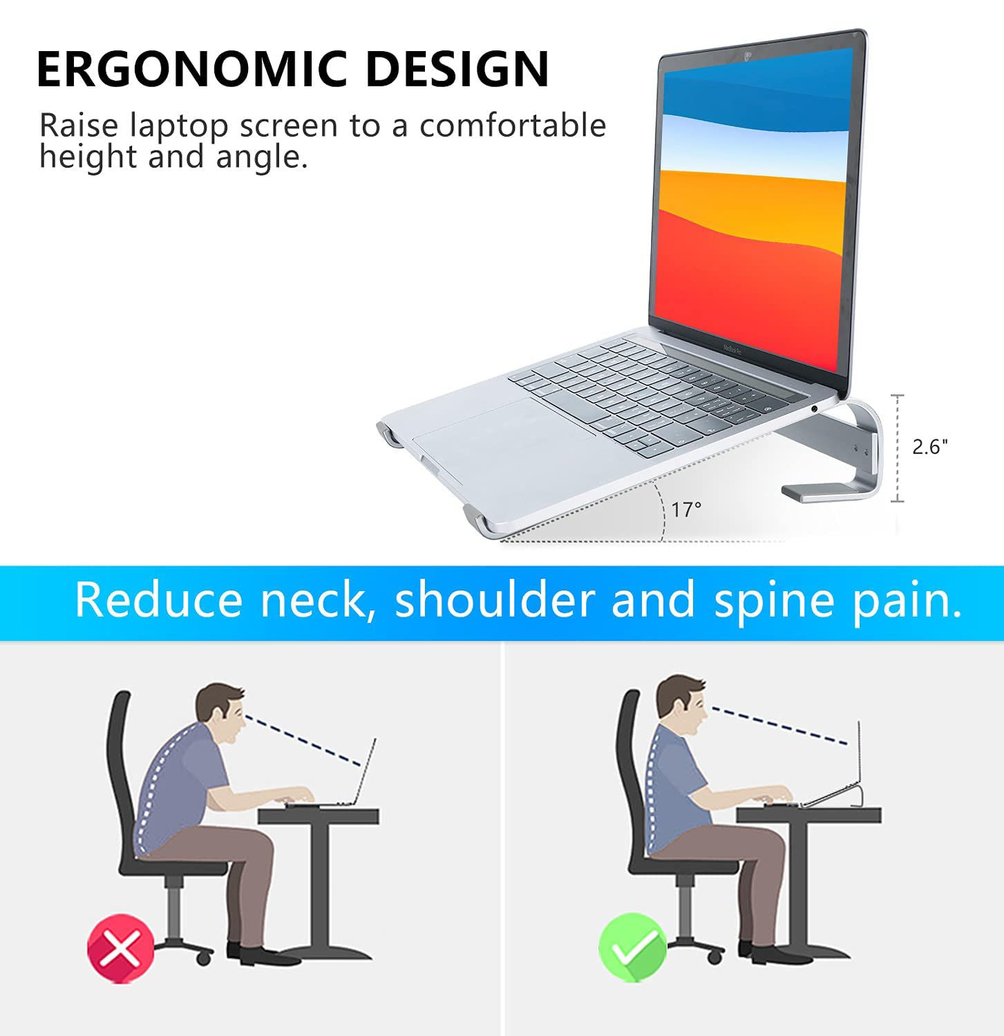 GetUSCart- KYQEE Laptop Riser for Desk, Laptop Stand, Ergonomic ...