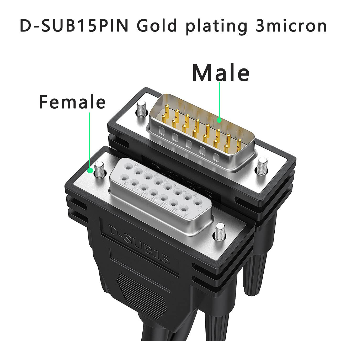 GetUSCart- JUXINICE DB15 Male to Female Extension Cable 5FT Cord Black ...