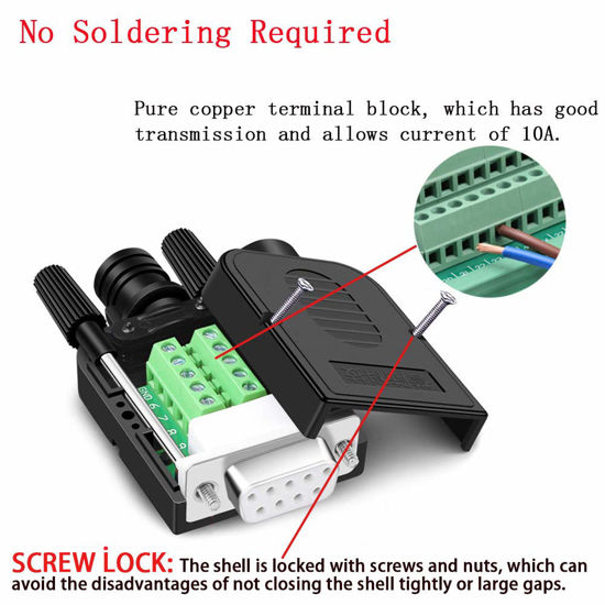 GetUSCart- ANMBEST 2PCS DB9 Solderless Connector, RS232 D-SUB Serial to ... GetUSCart- ANMBEST 2PCS DB9 Solderless Connector, RS232 D-SUB Serial to ...
