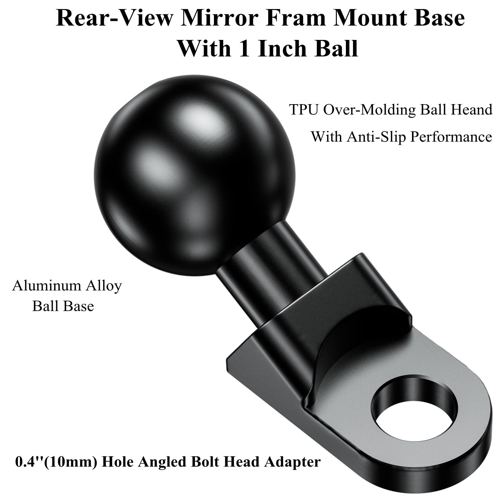 GetUSCart- BRCOVAN Aluminum Alloy Mount Base with 1'' TPU Ball & 10mm Mounting Hole, Angled Bolt ...