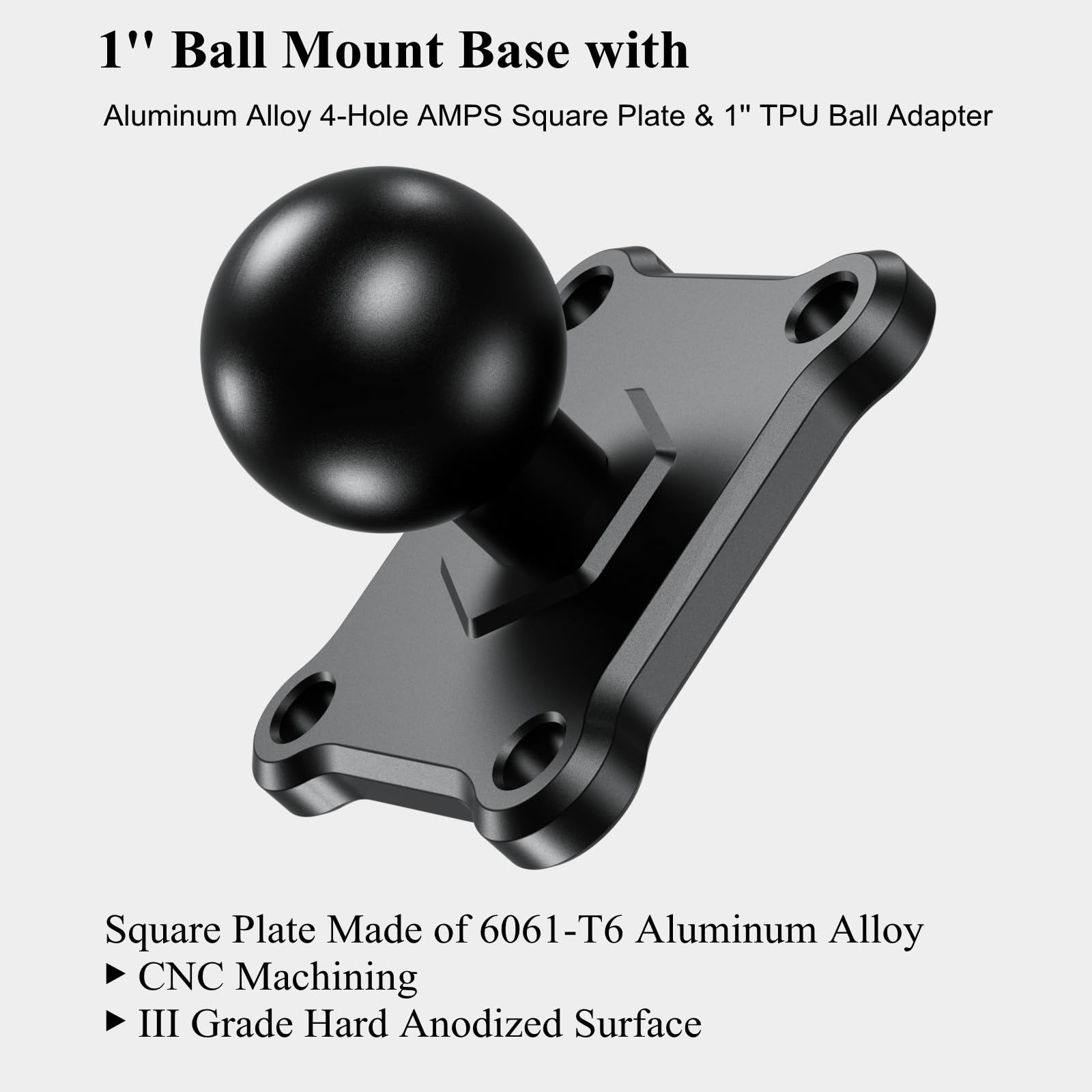 GetUSCart- BRCOVAN 1'' Ball Mount Base with Aluminum Alloy 4-Hole AMPS ...